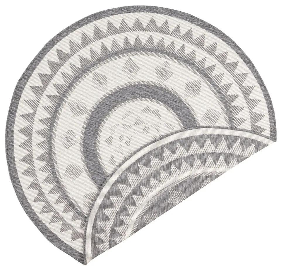 NORTHRUGS - Hanse Home koberce Kusový koberec Twin Supreme 103413 Jamaica grey creme kruh – na ven i na doma - 140x140 (průměr) kruh cm