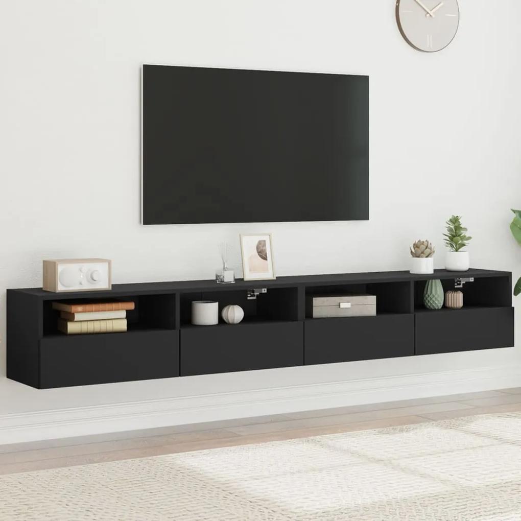 Nástěnné TV skříňky 2 ks černé 100x30x30 cm kompozitní dřevo - Default Title