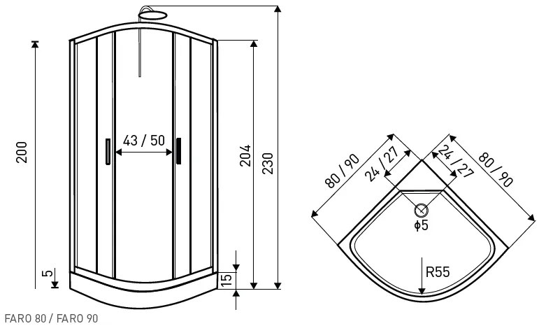 NIKIDO - Sprchový box FARO 80x80 nebo 90x90 Velikost: 80x80