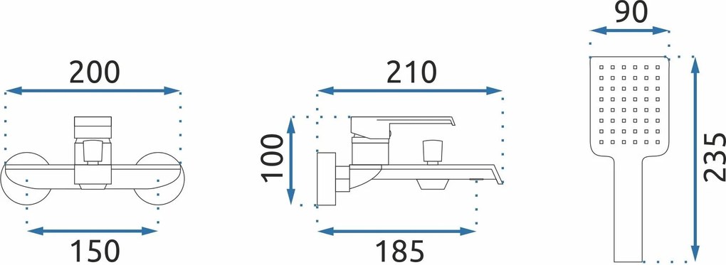 Rea Hass, vanová baterie s ruční sprchovou soupravou, zlatá matná, REA-B7100