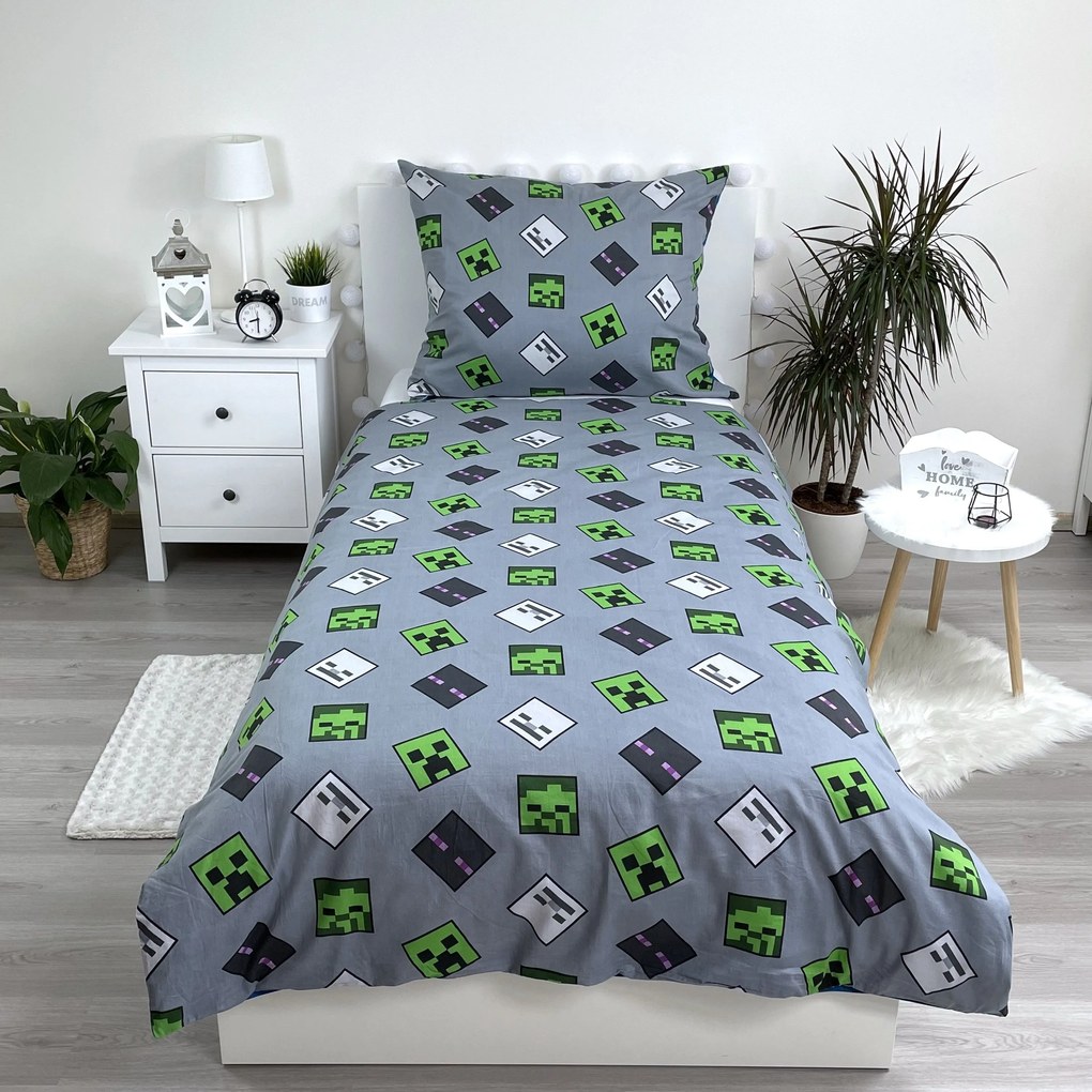 Jerry Fabrics Bavlněné povlečení se svítícím efektem 140x200 + 70x90 cm - Minecraft "Hostile Mobs"