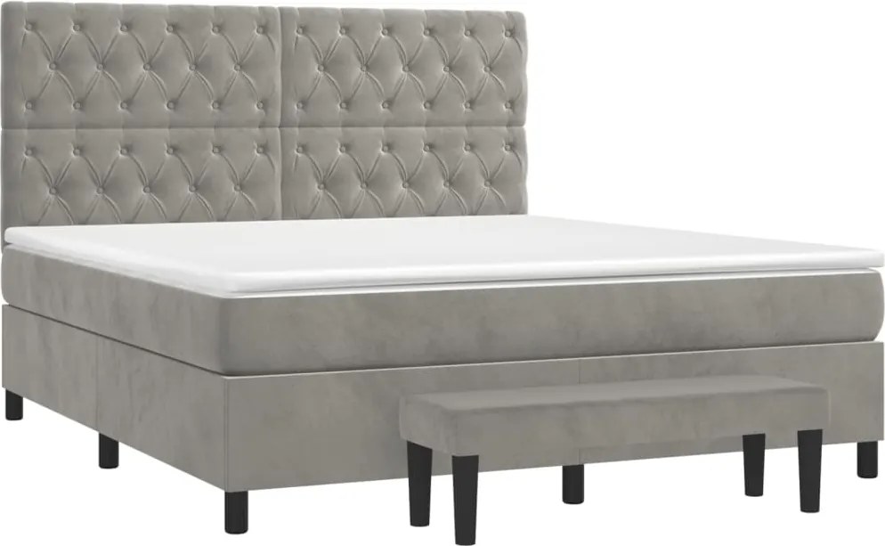 Box spring postel s matrací světle šedá 160x200 cm samet 3138031