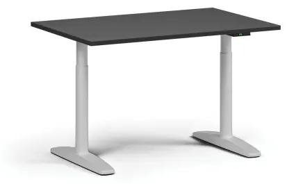 Výškově nastavitelný stůl OBOL, elektrický, 675-1325 mm, deska 1200x800 mm, bílá zaoblená podnož, grafit