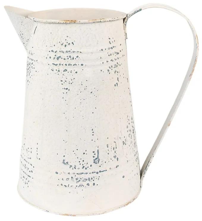 Béžový antik dekorační plechový džbán Jessica – 22x14x21 cm