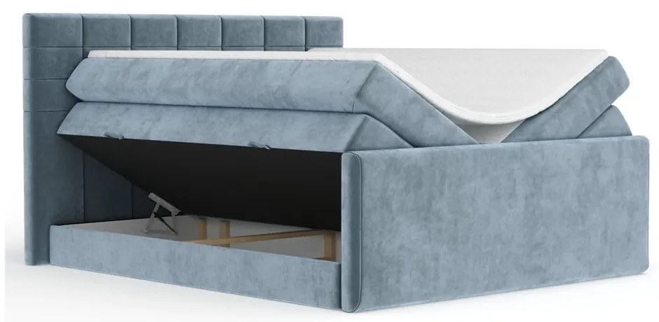 Modrá boxspring postel s úložným prostorem 140x200 cm Ava – Maison de Rêve