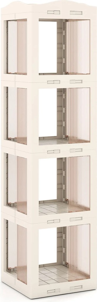 Costway 360° Otočná police na knihy Skládací Stojací – 36,5 × 36 × 141,5 cm