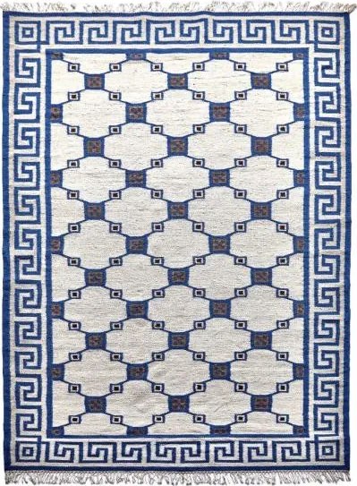 Ručne viazaný kusový koberec Geo DESP P82 Silver Blue, 140x200, modrá, chodba / predsieň, Diamond Carpets India