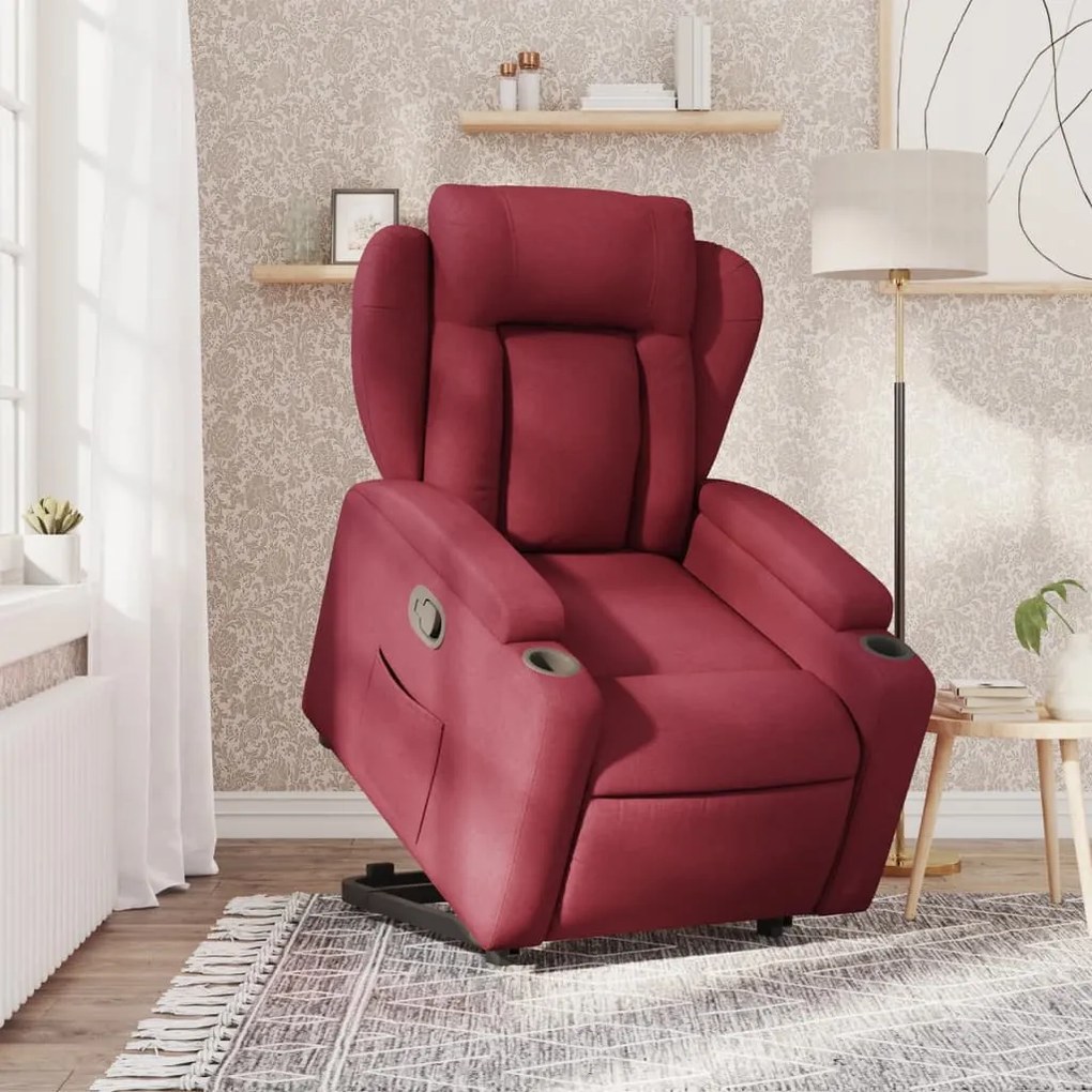 Zvedací polohovací křeslo vínové textil 3204485