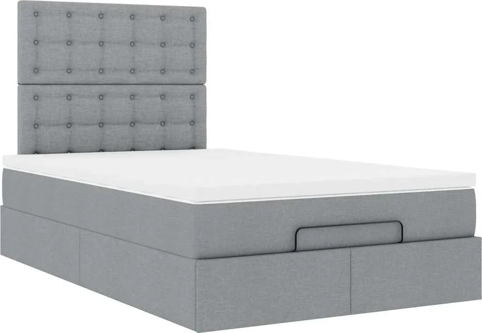 Osmanský rám postele s matrací světle šedá 120x190 cm textil 3313306