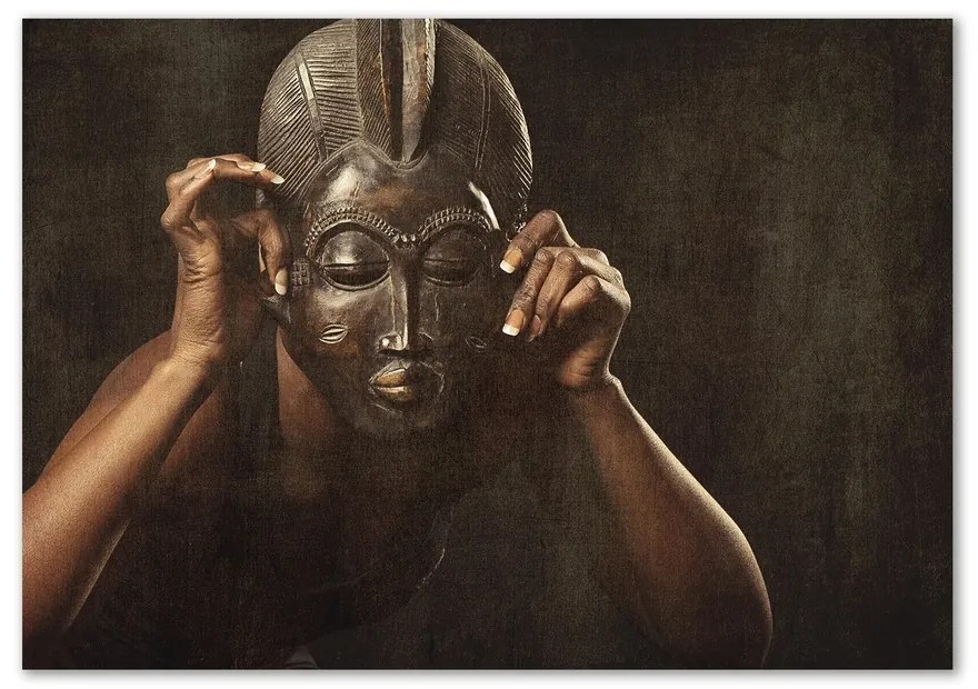 Wallmuralia Foto obraz sklo tvrzené Africká maska 100x70 cm