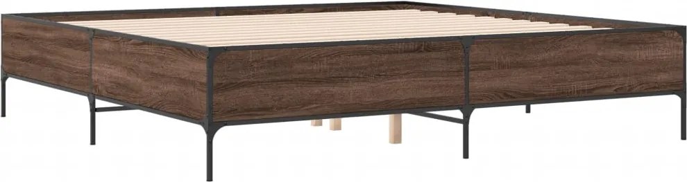 Rám postele hnědý dub 200 x 200 cm kompozitní dřevo a kov 3279781