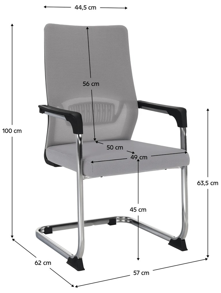 Kondela Zasedací židle, šedá/černá, KABIR