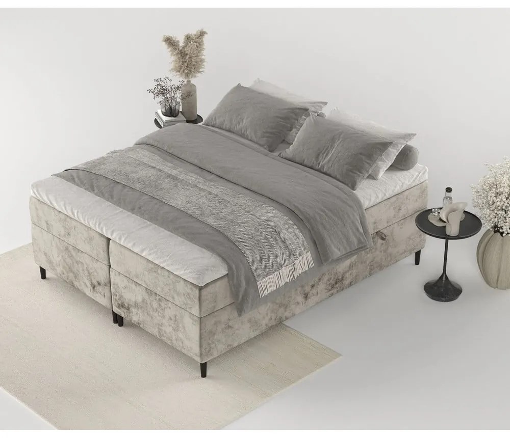 Světle hnědá boxspring postel s úložným prostorem 200x200 cm Araya – Maison de Rêve