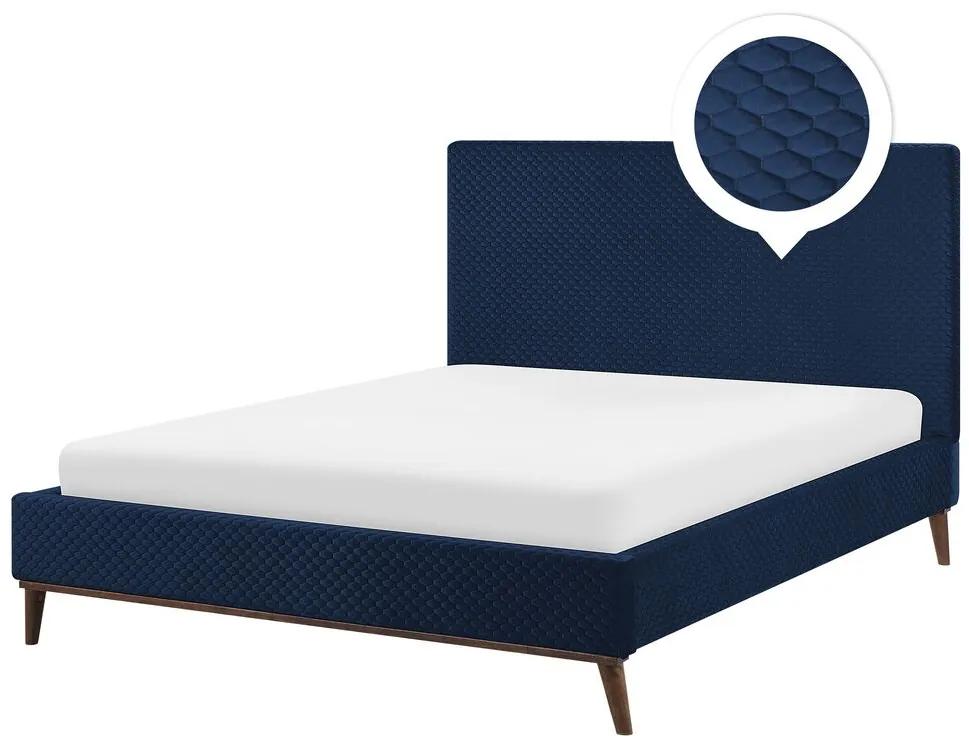 Čalouněná postel námořnická modrá 160 x 200 cm BAYONNE Beliani