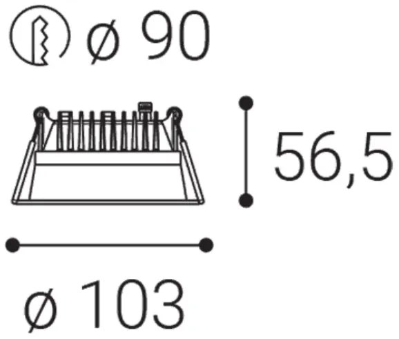 LED2 Zeta, zápustné LED svítidlo Barva: Bílá, Chromatičnost: 3 000K On/off, Ø - Průměr: M - 17,6cm