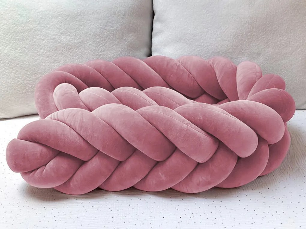 Sametový mantinel pletený do copu z 5 pramenů Zvolte barvu: Světle růžová, Zvolte délku: 420 cm