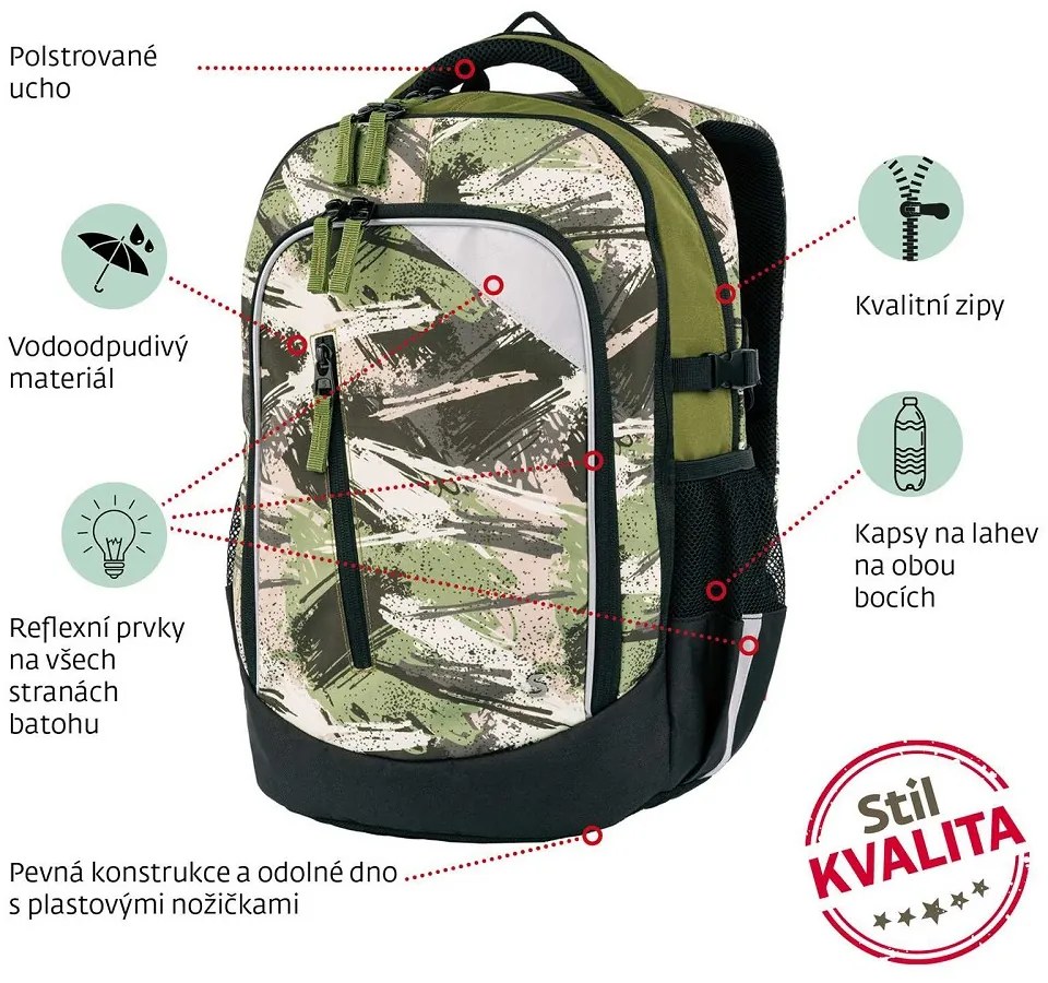 Stil - školní batoh Midi Camo