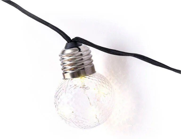Světelný řetěz s kulatými žárovkami s reliéfem, 10x5 LED