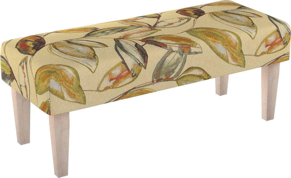 Dlouhá lavička 100x40cm barva béžová látka pletený vzor, vzorované