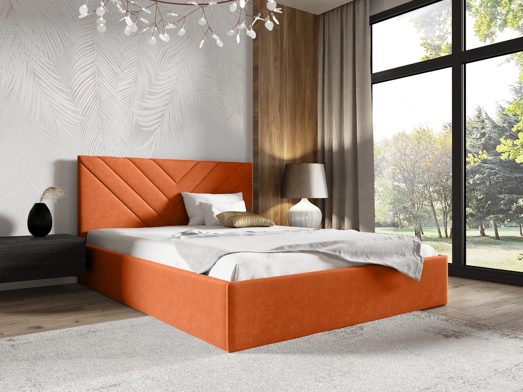 Eka Čalouněná postel LIZA 90x200 cm Barva látky Trinity: (2317) Oranžová, Úložný prostor: Bez úložného prostoru