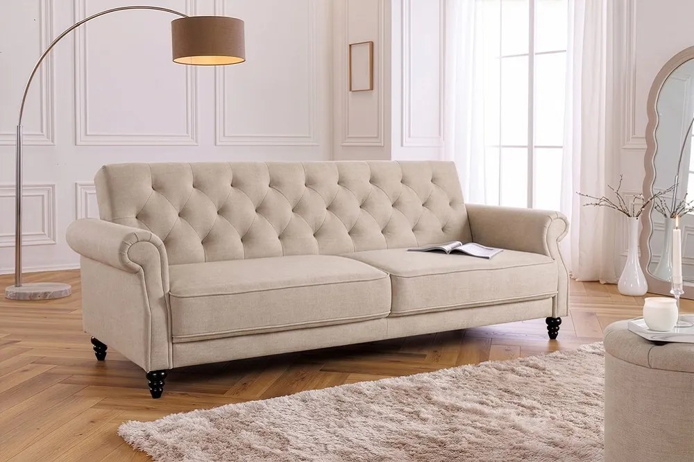 Designová rozkládací pohovka Scarlet 220 cm šampaňský samet