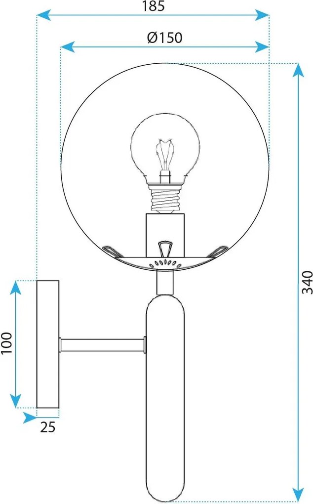 Toolight Rea, Nástěnné svítidlo G097-1W BLACK, OSW-09722