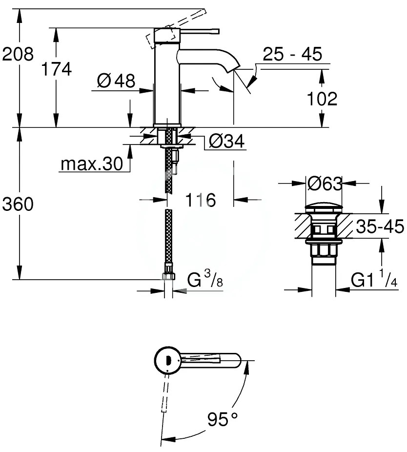 Grohe - Umyvadlová baterie s výpustí Push-Open, chrom