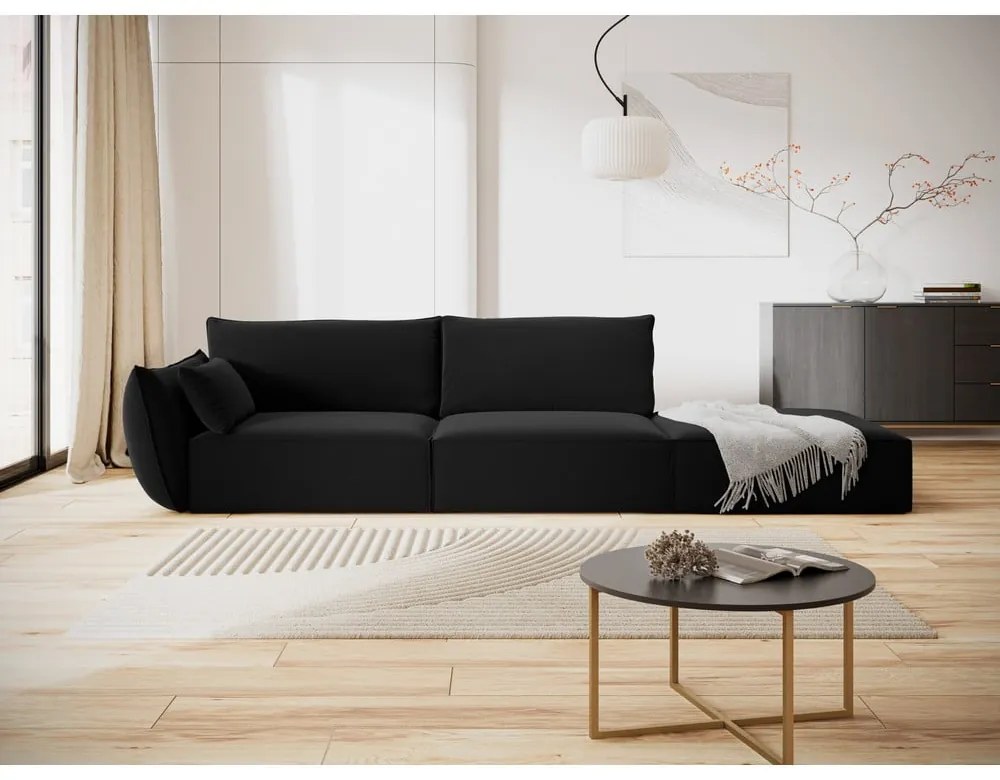 Černá sametová pohovka levý roh 264 cm Vanda – Mazzini Sofas