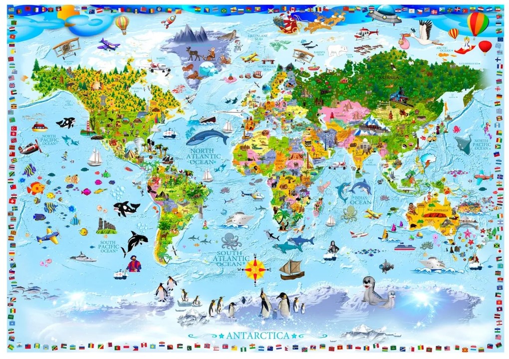 Fototapeta - World Map for Kids