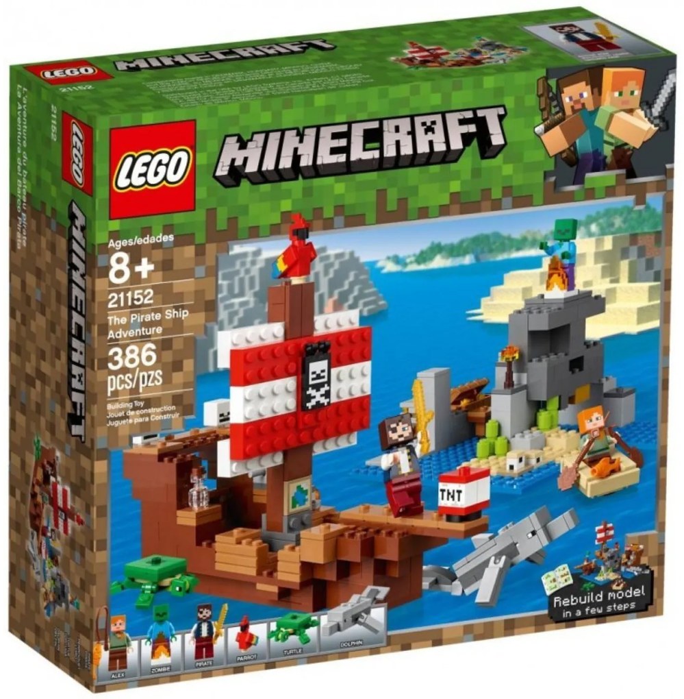 Lego stavebnice lego minecraft 21152 dobrodružství pirátské lodi