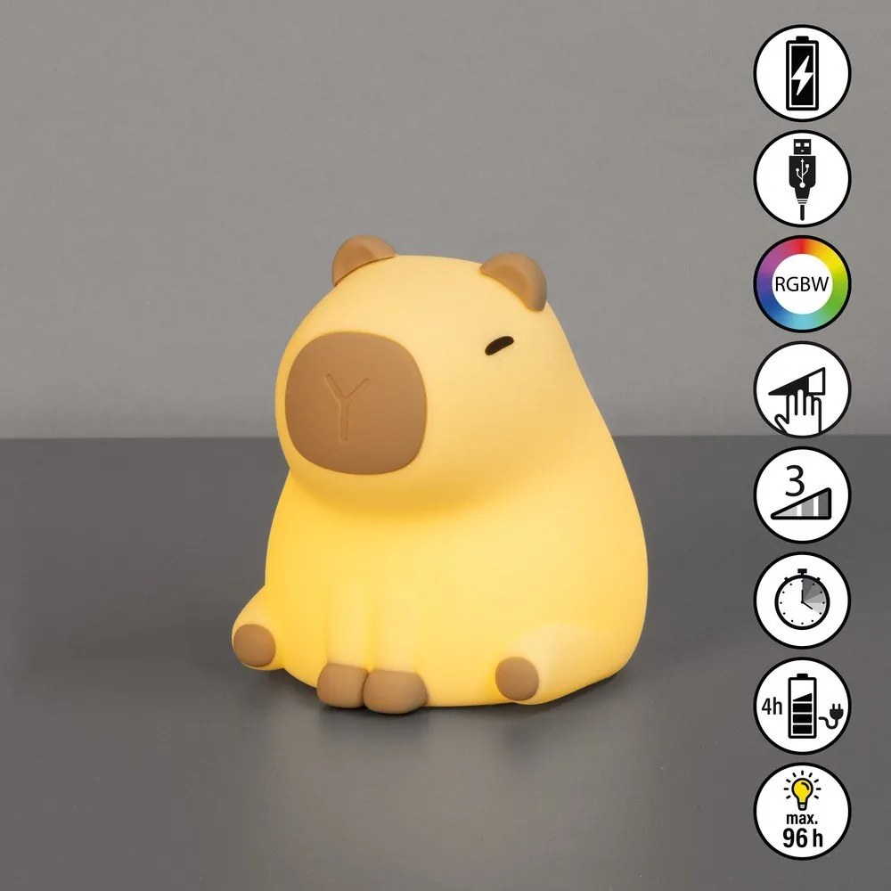 Světle žluté dětské noční světlo Capybara – Fischer &amp; Honsel