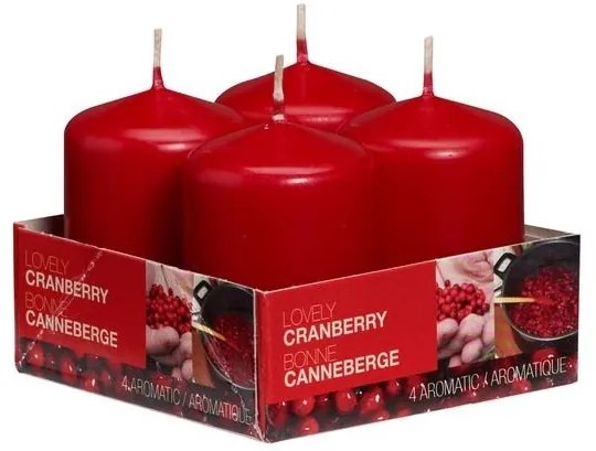 Bolsius NR Válec 4ks 40x60 Lovely Cranberry vonná svíčka