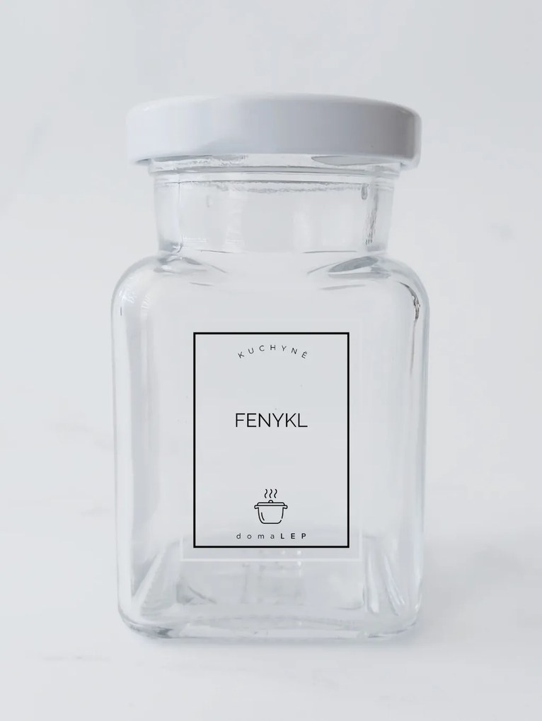 Samolepka na kořenky FENYKL průhledná 3 × 4 cm základní písmo