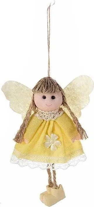 Závěsný andílek – žlutý 12 cm