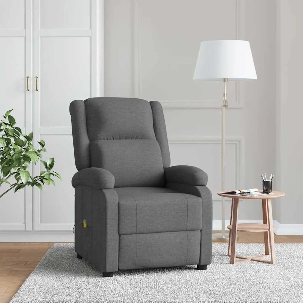 Masážní křeslo tmavě šedé textil 340937