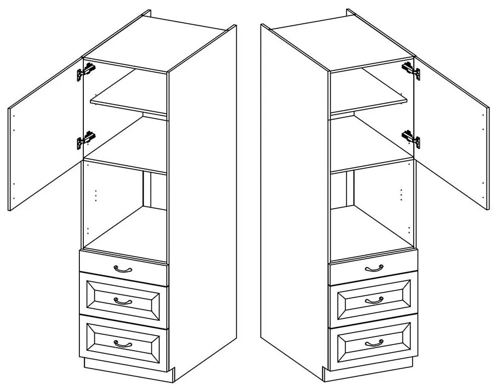 VIGO b | skříňka 60DPS-210 3S 1F na vestavnou troubu | 60 cm | PREMIUM BOX | lancelot/bílá lesk
