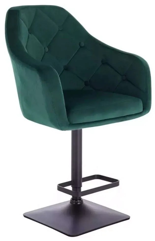 LuxuryForm DESIGN Barová židle ANDORA VELUR  na černé hranaté podstavě - zelená