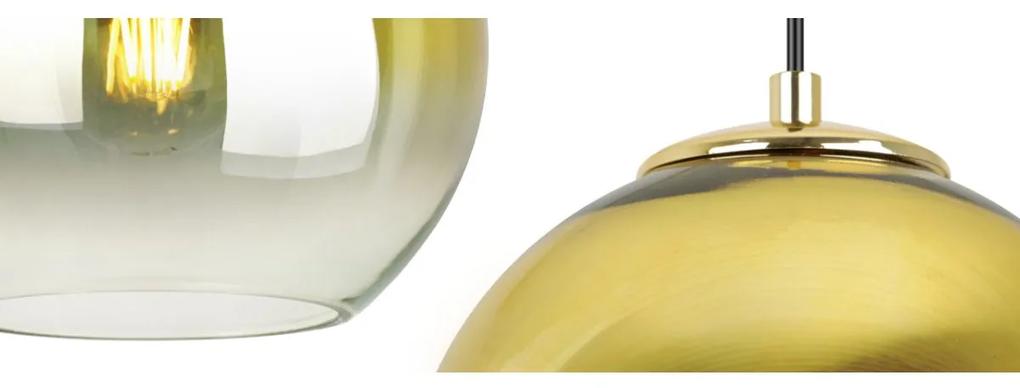 Závěsné svítidlo BERGEN GOLD, 2x zlaté/transparentní skleněné stínítko (fi 15cm)