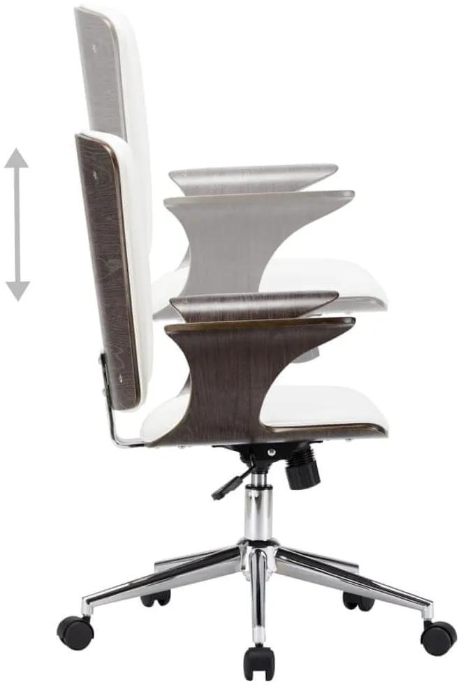 Petromila Otočná kancelářská židle bílá umělá kůže ohýbané dřevo