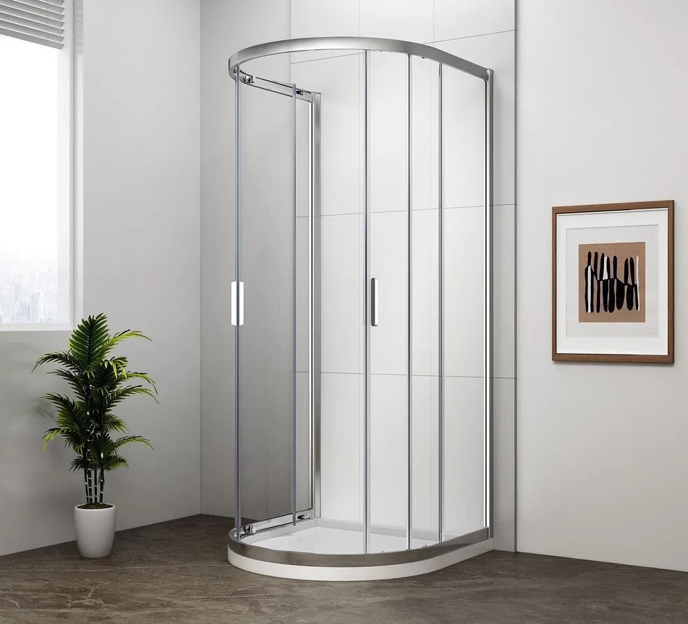 Polysan Polysan, EASY polokruhová sprchová zástěna 900x900mm, čiré sklo, EL4615