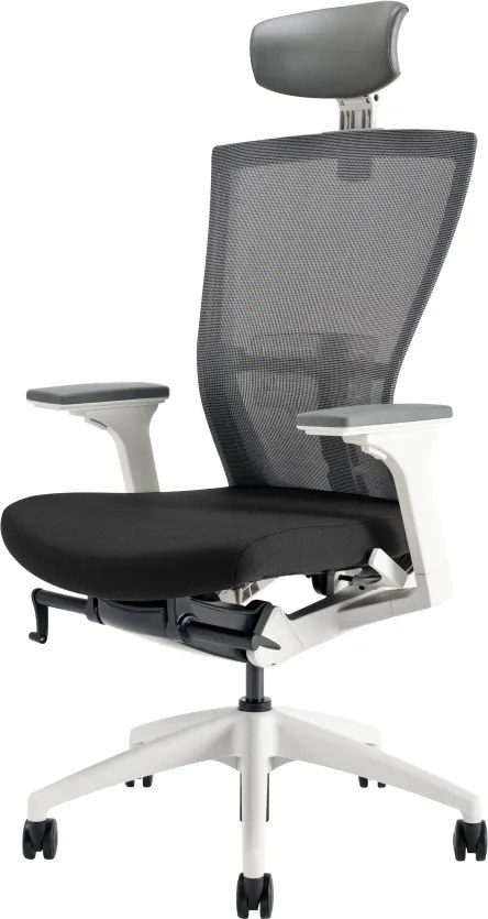 Office Pro Kancelářské křeslo na kolečkách MERENS WHITE SP – s područkami a opěrkou hlavy Černá BI 201