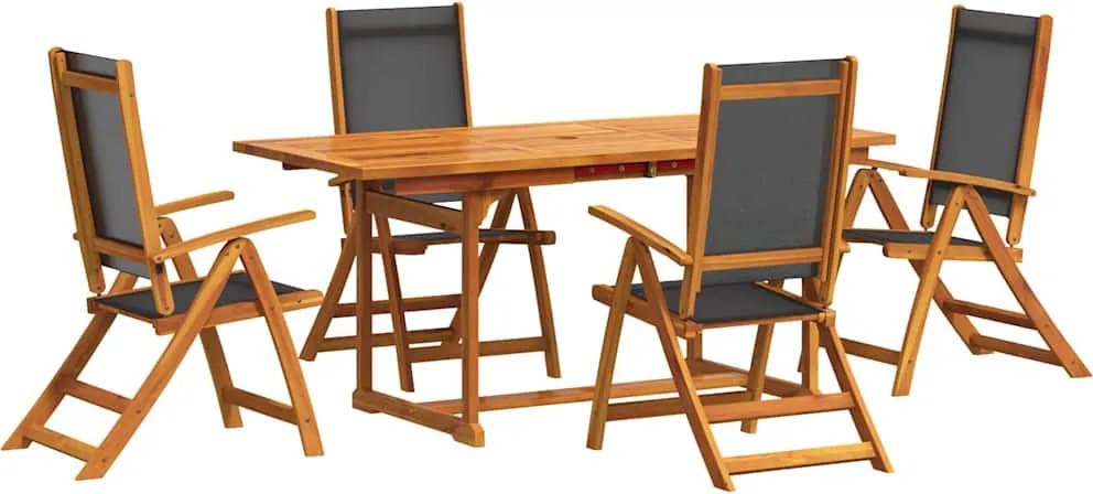 7dílný zahradní jídelní set masivní akáciové dřevo a textilen 3279269