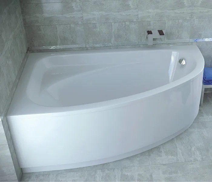 Besco Akrylátová asymetrická vana Cornea 140x80 (150x100) Barva: Bílá, Rozměry (cm): 140x80, Orientace: Levá