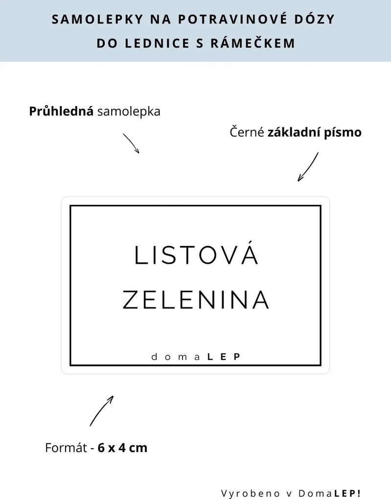 LISTOVÁ ZELENINA - Samolepka s rámečkem na dózy do lednice, 6 x 4 cm