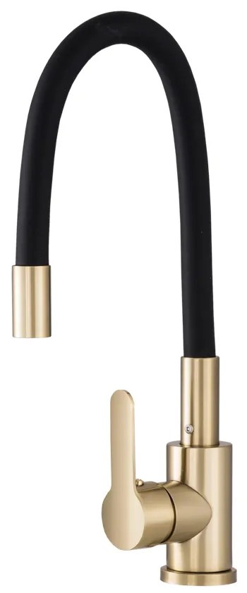 Gamma Flex 2000, stojánková dřezová baterie s flexibilním ramenem, černá-zlatá matná, GMA-BFX-2000BGD