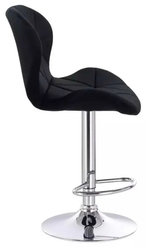 LuxuryForm DESIGN Barová židle LIVIO VELUR na stříbrné kulaté podstavě - černá