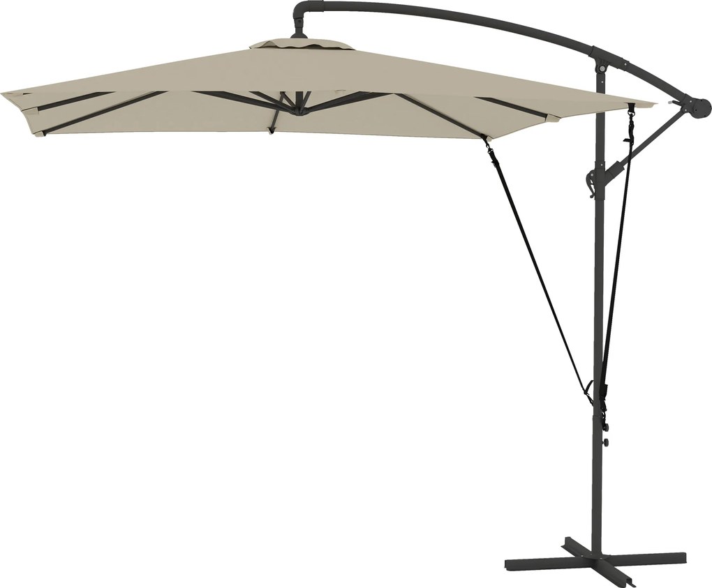 Zahradní slunečník Outsunny Eccentric 246x246 cm s křížovou základnou a ochranným obalem, nastavitelné kličkové mechanismy a UV ochrana 50+ | Aosom