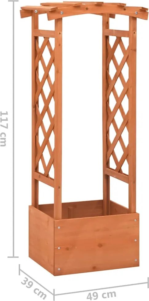Truhlík s trelážovým obloukem 49 x 39 x 117 cm jedlové dřevo 316391