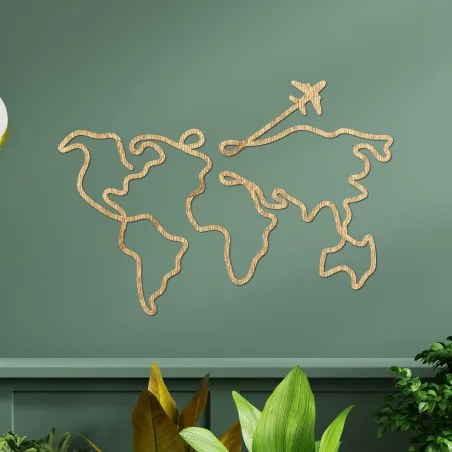 Designová dřevěná mapa světa na zeď | SENTOP PR0496