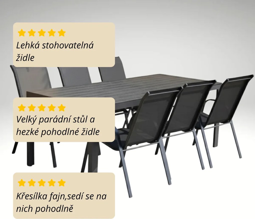 Vikio Venkovní zahradní set 190x90 pro 6 osob DK303-190 antracit